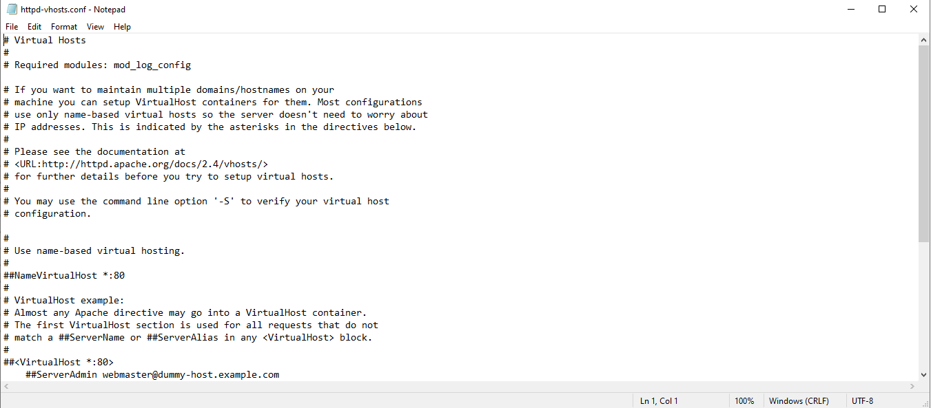 How to create virtual hosts for Apache when using XAMPP